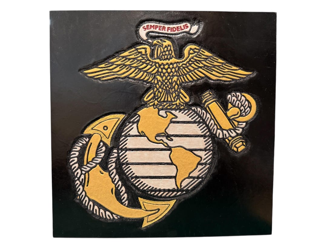 Marine Corps Eagle, Globe & Anchor — Hand-tooled Leather Artwork (12” X ...