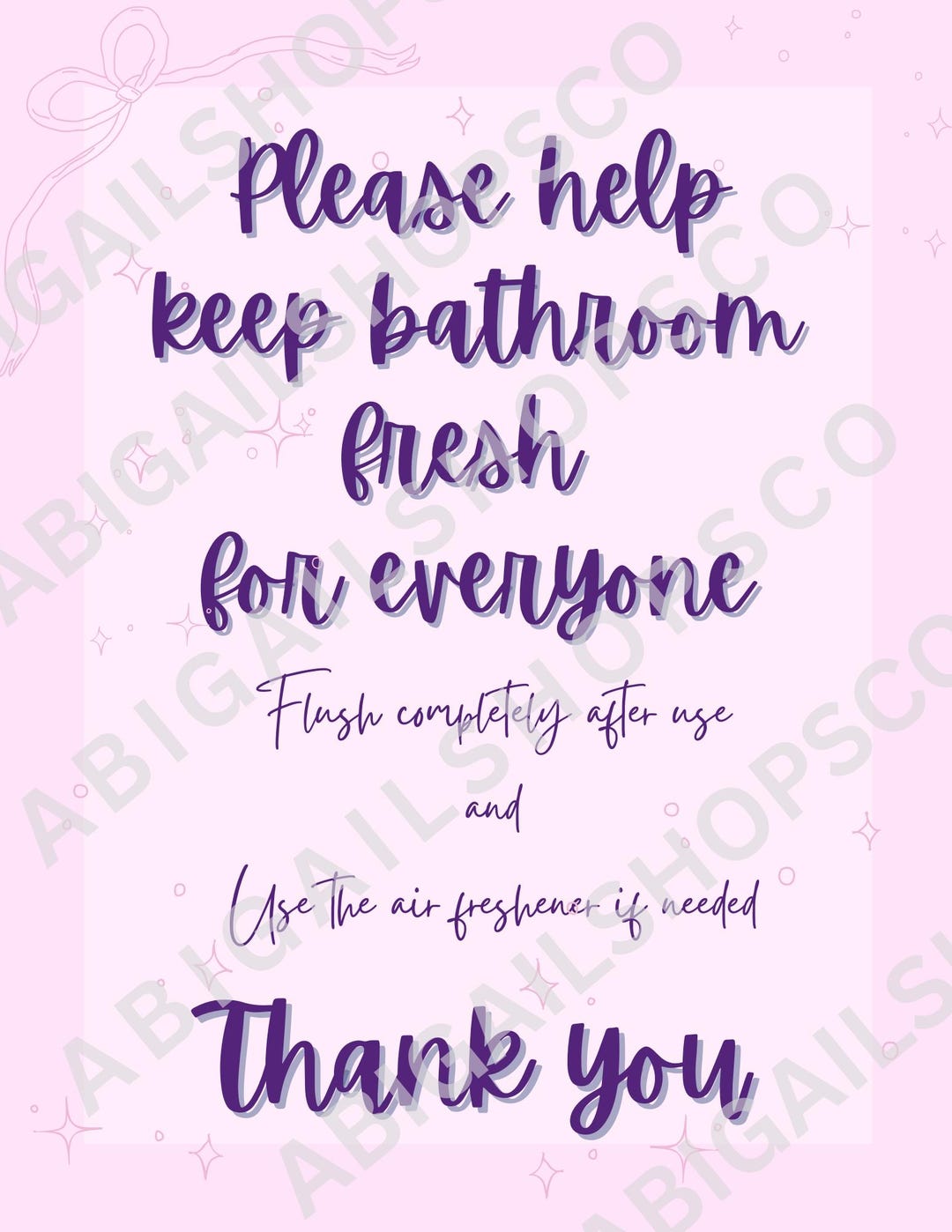 Girly Bathroom Sign - Instant Download - Etsy