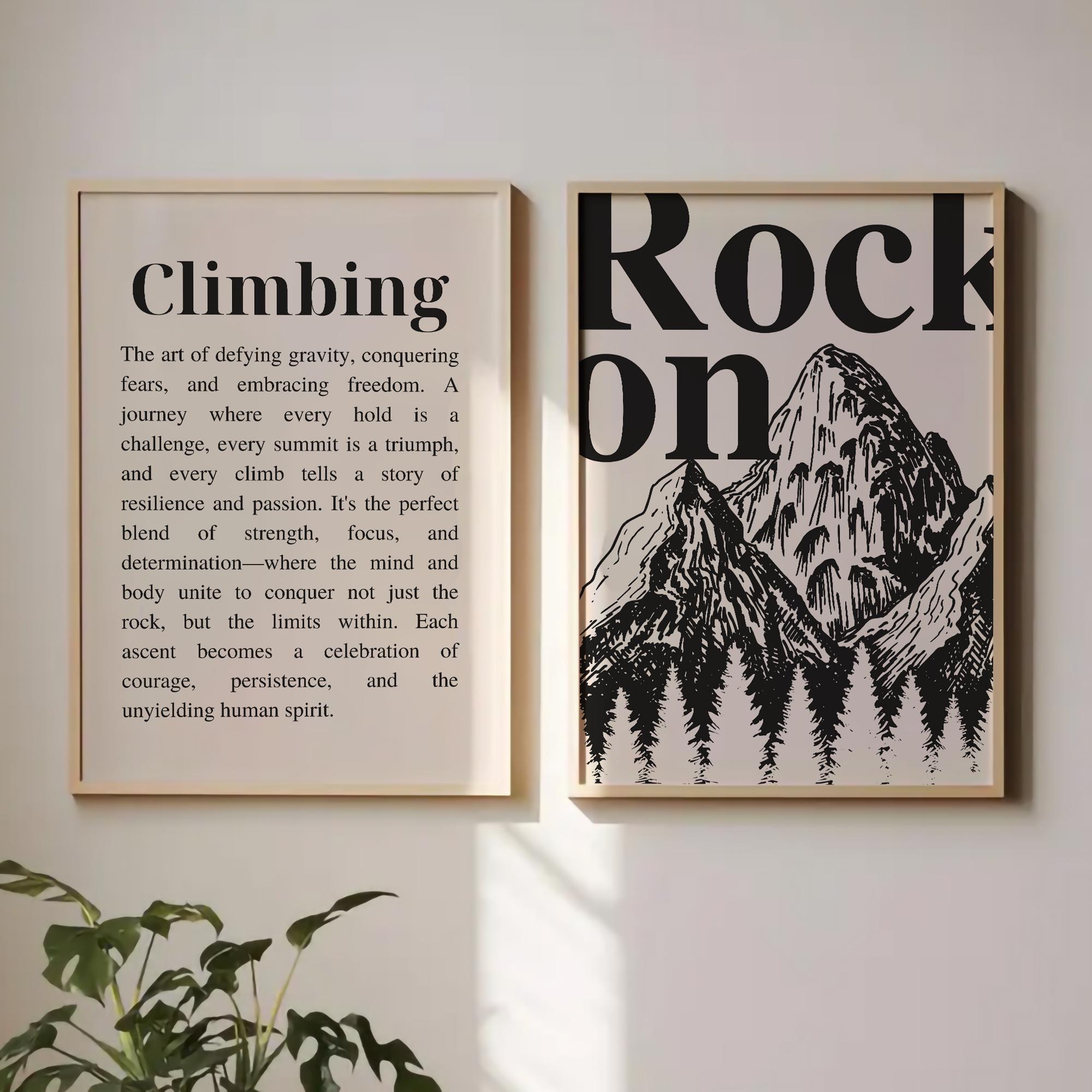 Rock Climbing Wall Art Set | Digital Climber Print | Inspirational ...