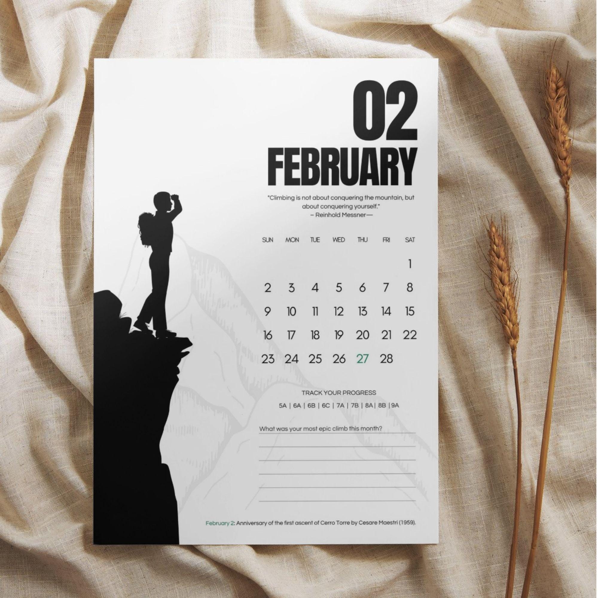 2025 Rock Climbing Calendar | Printable Digital Art | Wall Decor for ...