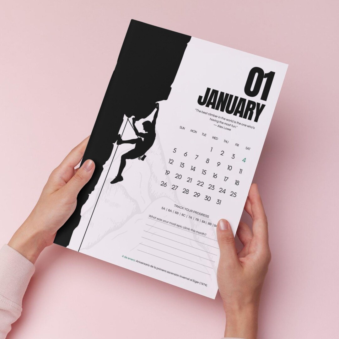 2025 Rock Climbing Calendar | Printable Digital Art | Wall Decor for ...