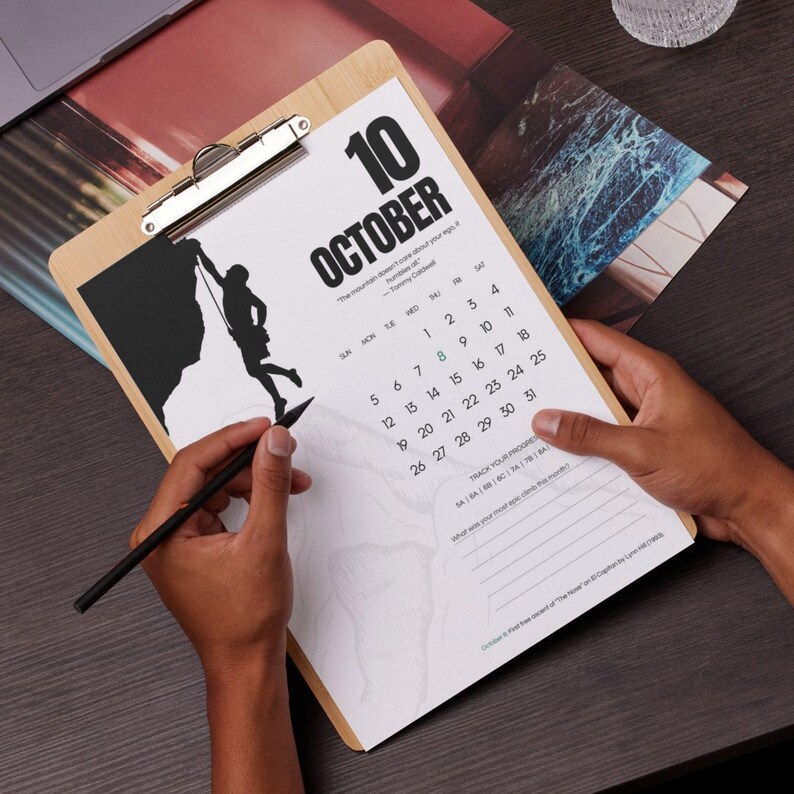 2025 Rock Climbing Calendar | Printable Digital Art | Wall Decor for ...