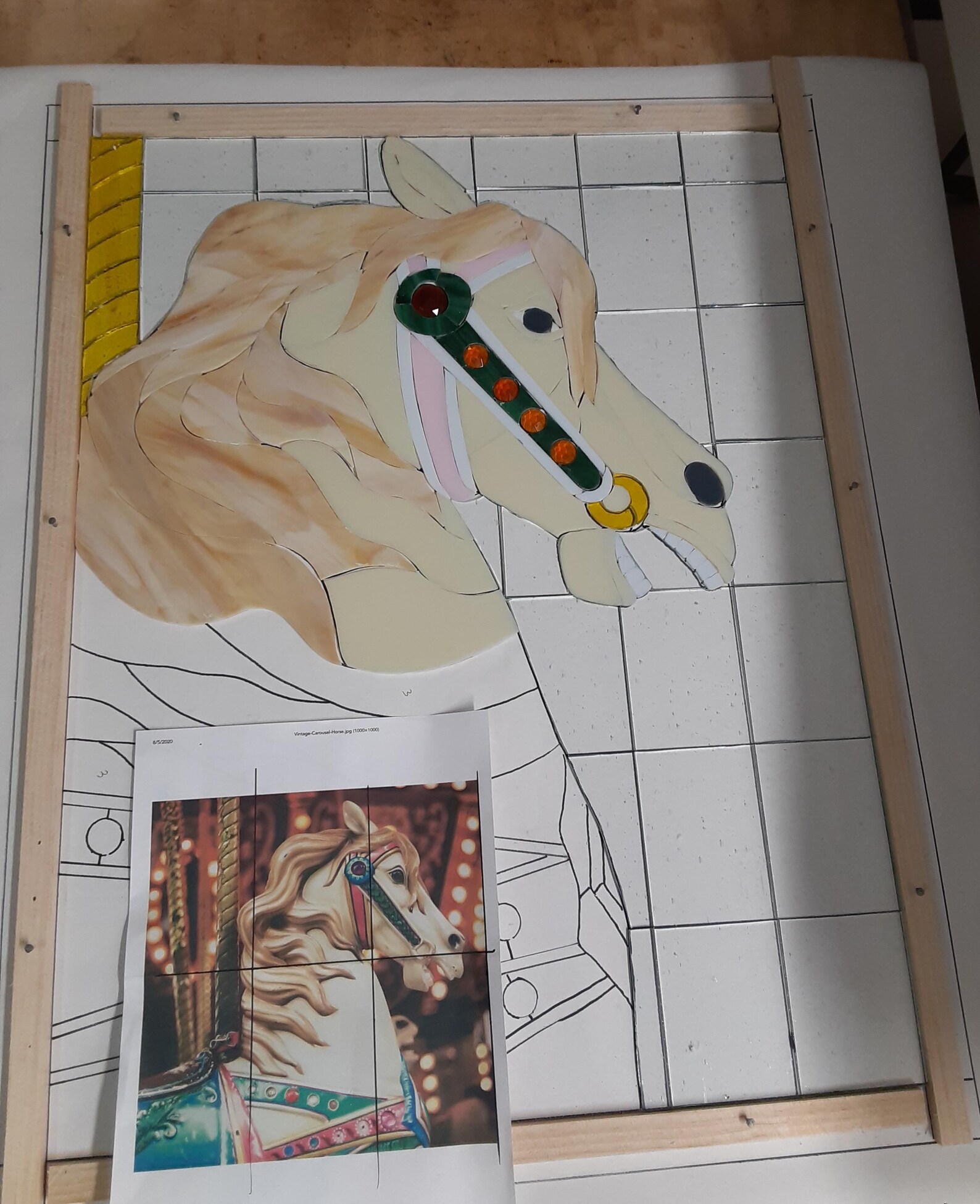 Brown Carousel Horse Stained Glass Panel - Etsy