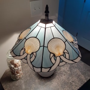 Six Sided Stained Glass Shell Lamp - Etsy