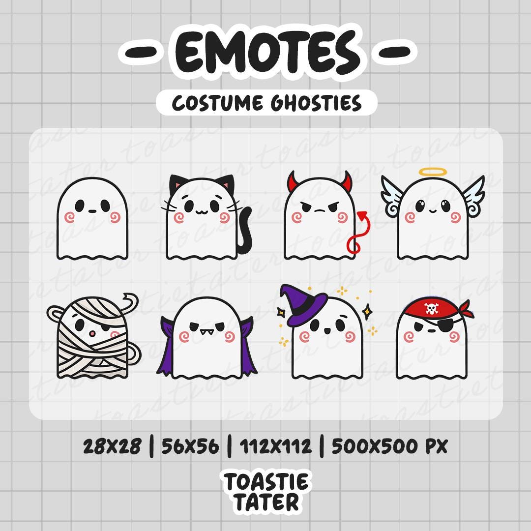 Chibi Ghost Halloween Costume Emotes | Twitch & Discord (digital) - Etsy