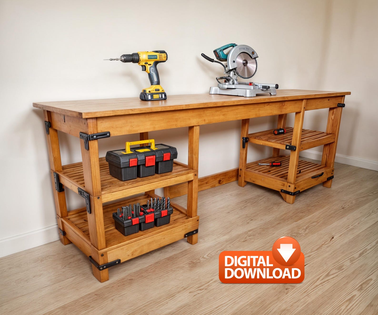 DIY Workbench Station Plan,crafter Work Table, Garage Workbench Plan ...