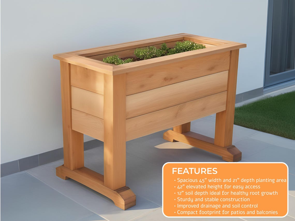 Tall Elevated Raised Planter Box Build Plan/ DIY Plans/woodworking Plan ...