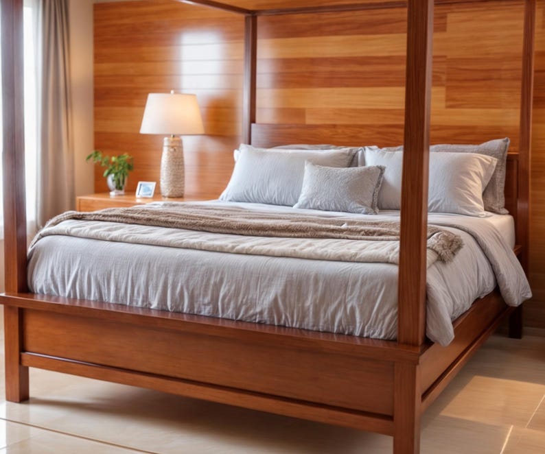 DIY Canopy Bed Plan, Queen Size Bed Plan, King Size Bed Plan, Twin Size ...