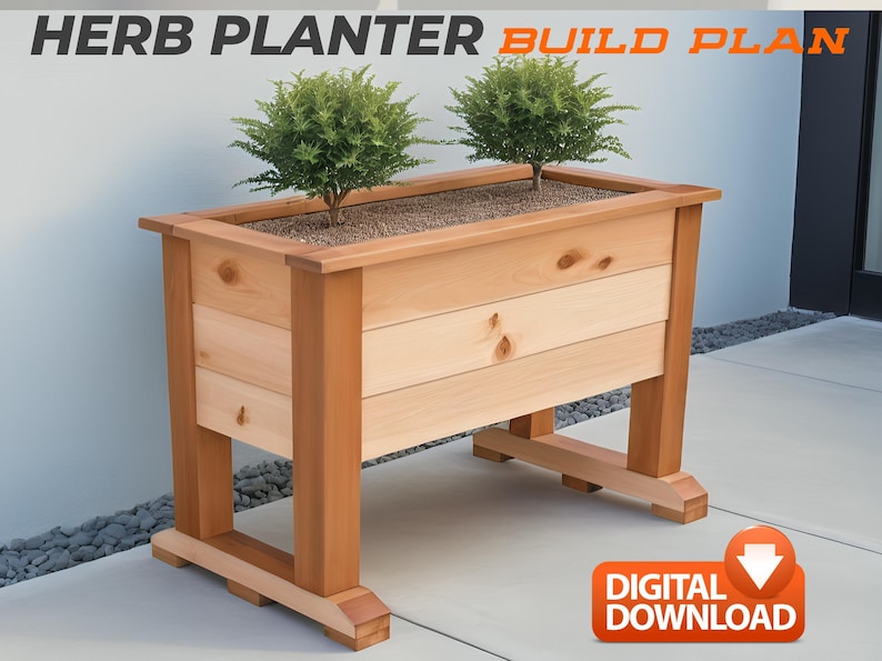 Tall Elevated Raised Planter Box Build Plan/ DIY Plans/woodworking Plan ...