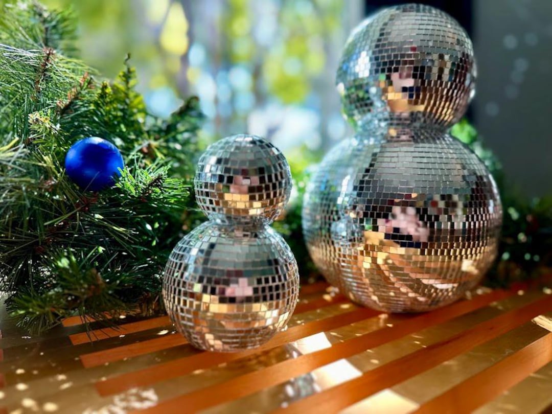 Silver Mirror Disco Snowmen. 4 Sizes, Centerpiece, Snowman Decor ...