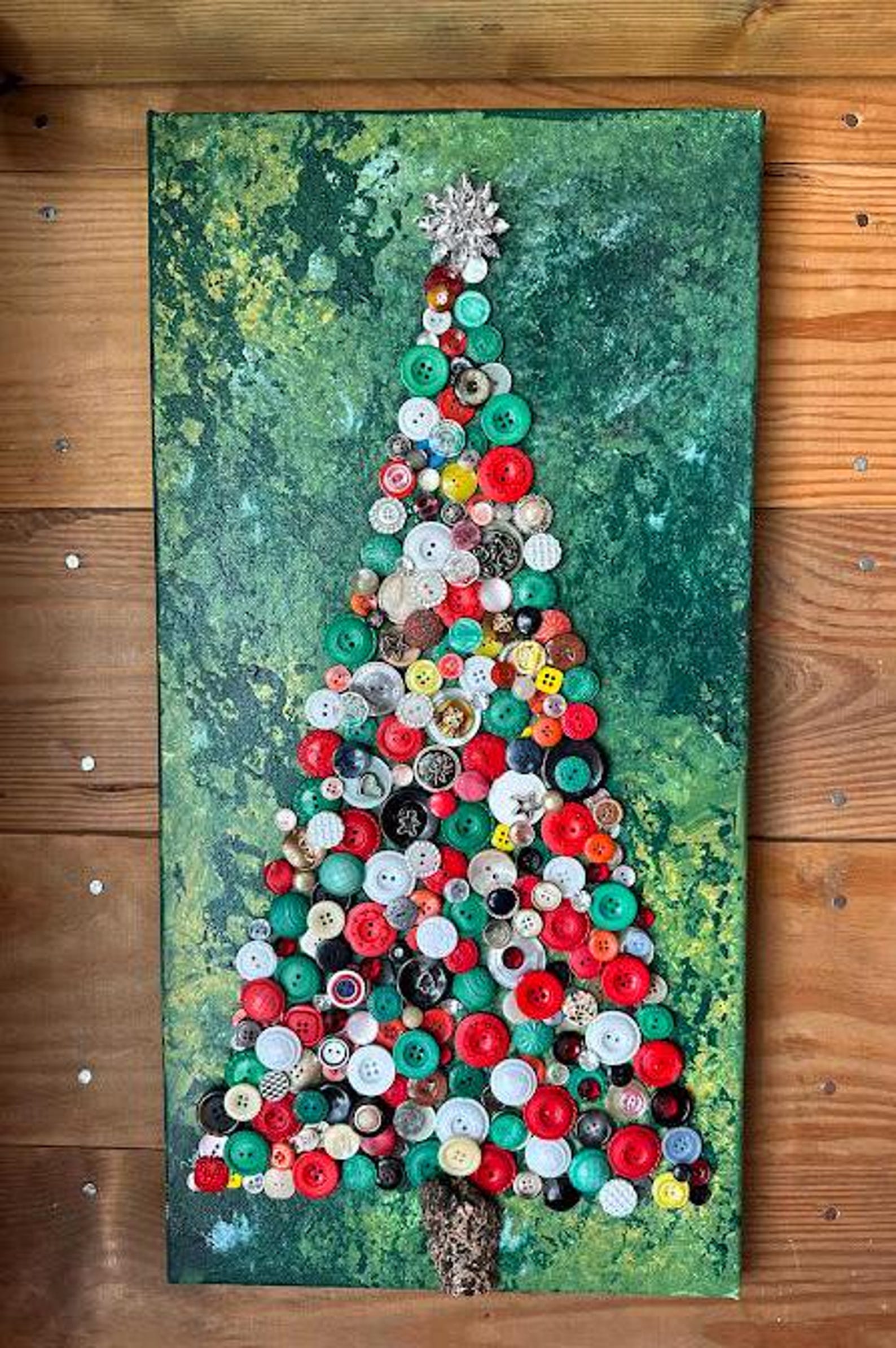 Button Art Christmas Tree Wall Decor Made With Vintage and Antique ...