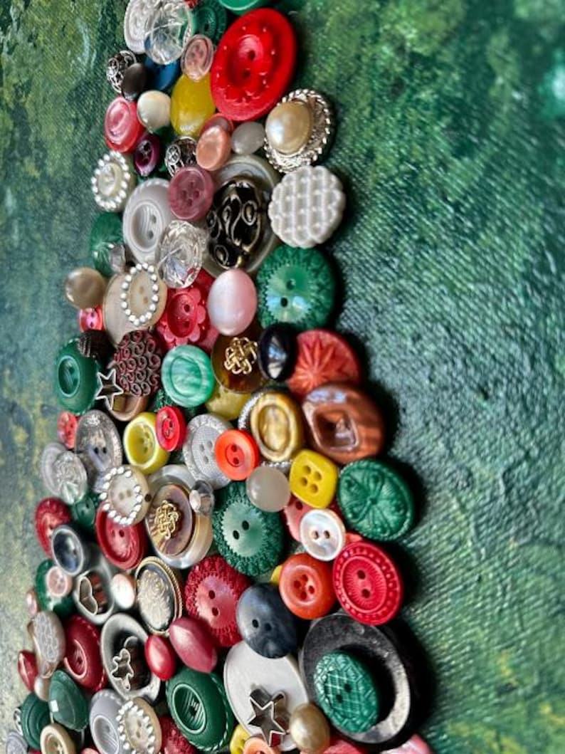 Button Art Christmas Tree Wall Decor Made With Vintage and Antique ...