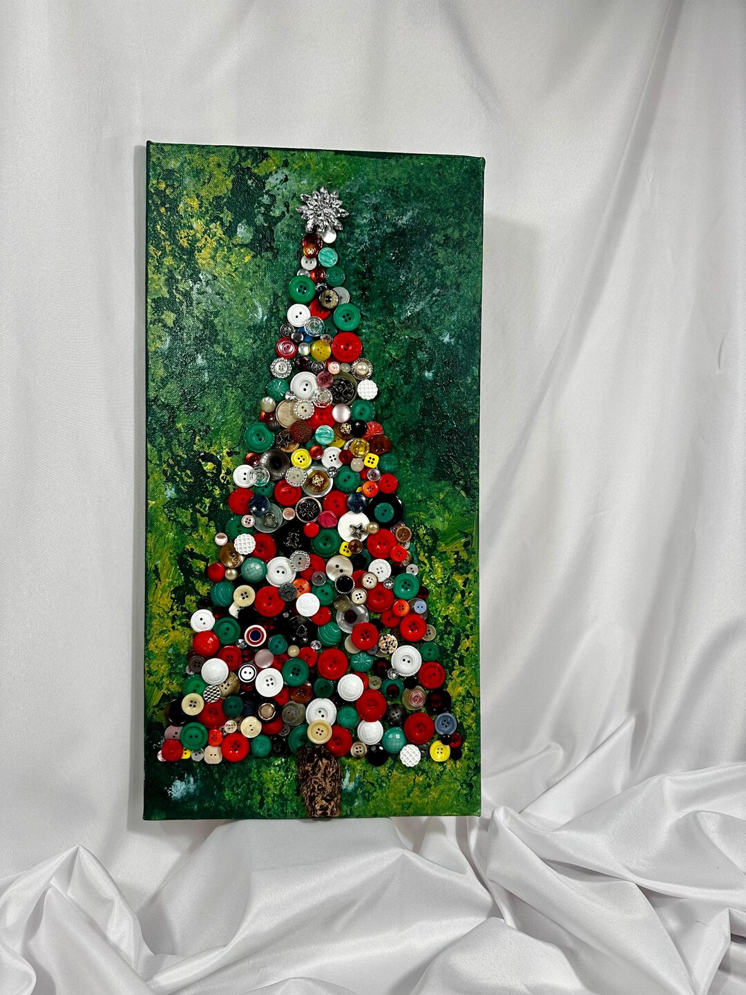 Button Art Christmas Tree Wall Decor Made With Vintage and Antique ...