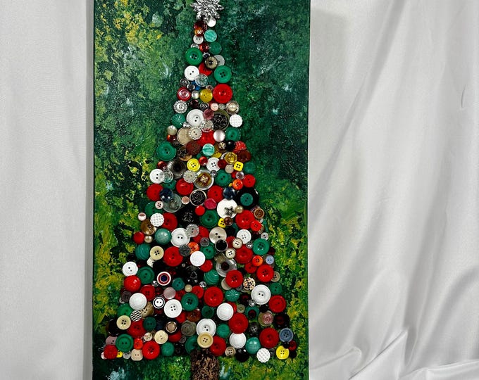 Button Art Christmas Tree Wall Decor Made With Vintage and Antique ...