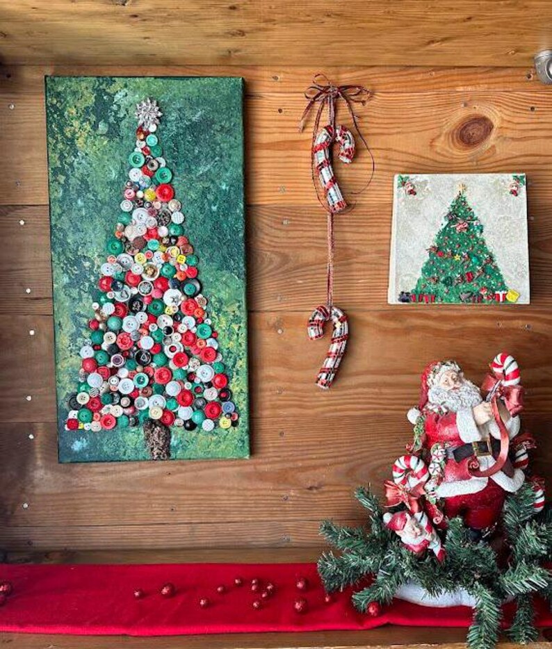 Button Art Christmas Tree Wall Decor Made With Vintage and Antique ...
