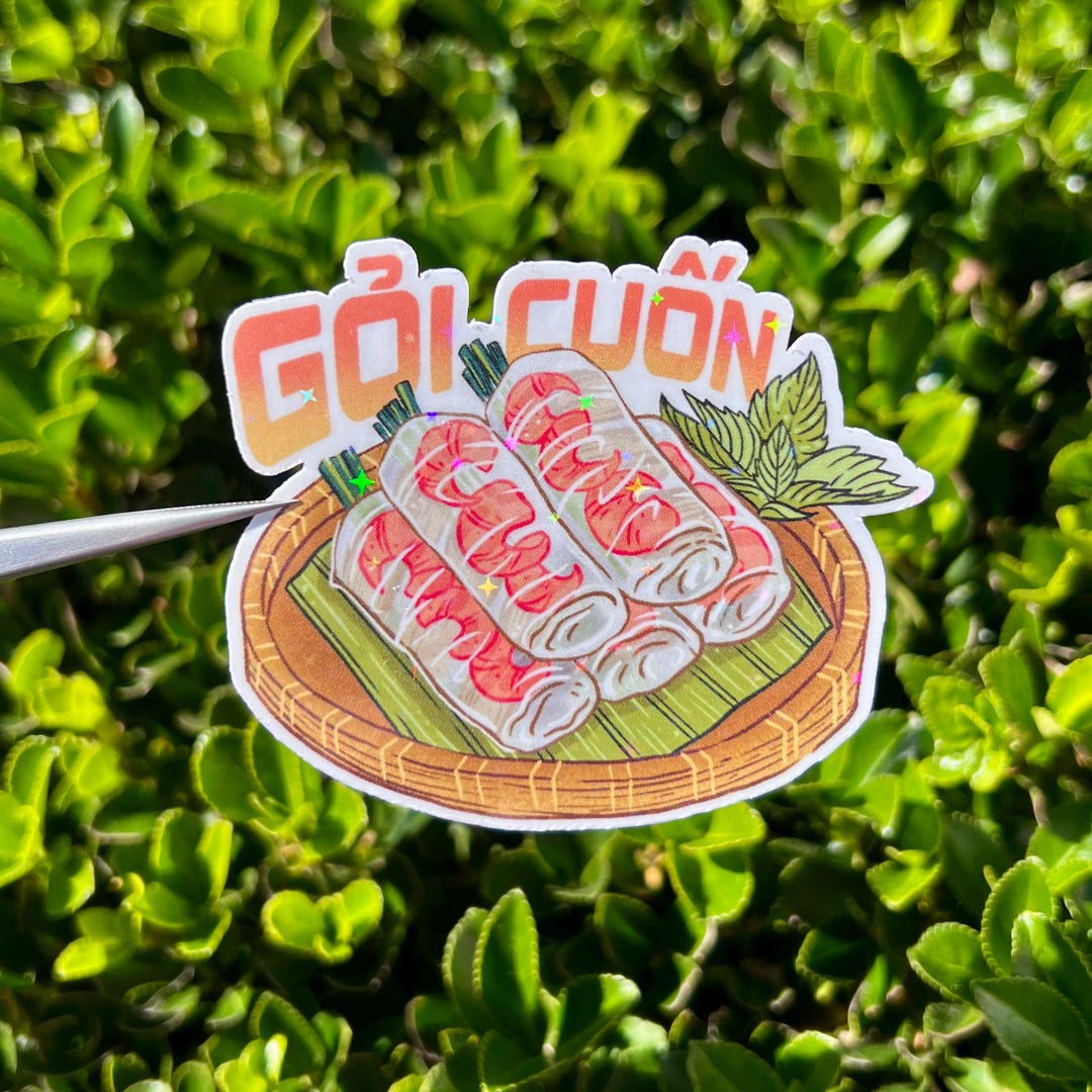 Goi Cuon Spring Roll Sticker | Holographic Vietnamese Food Decal - Etsy