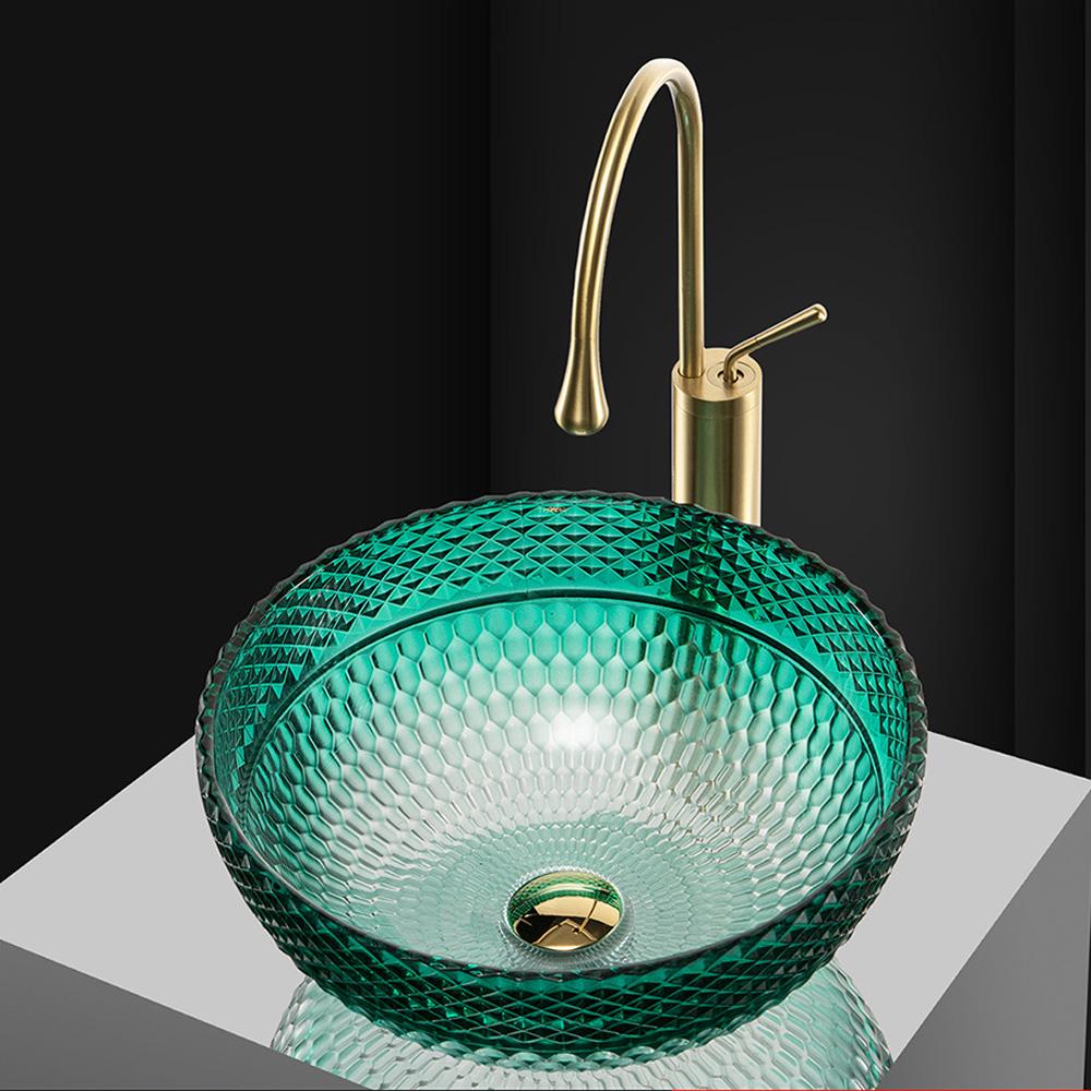 Modern Bathroom Vanity Countertop Glass Vessel Sink in Green Ombre ...