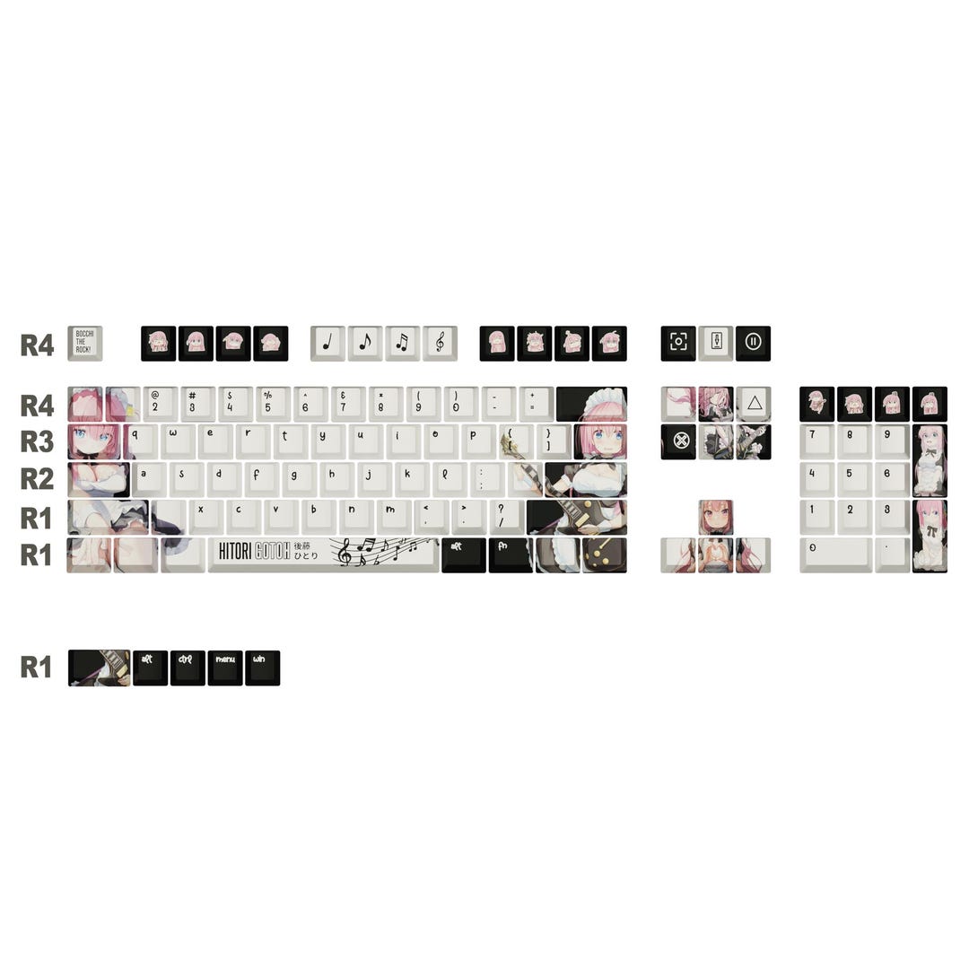 The shy Guitarist Waifu Keycaps Set Maid Cosplay Anime Keycaps Gaming ...