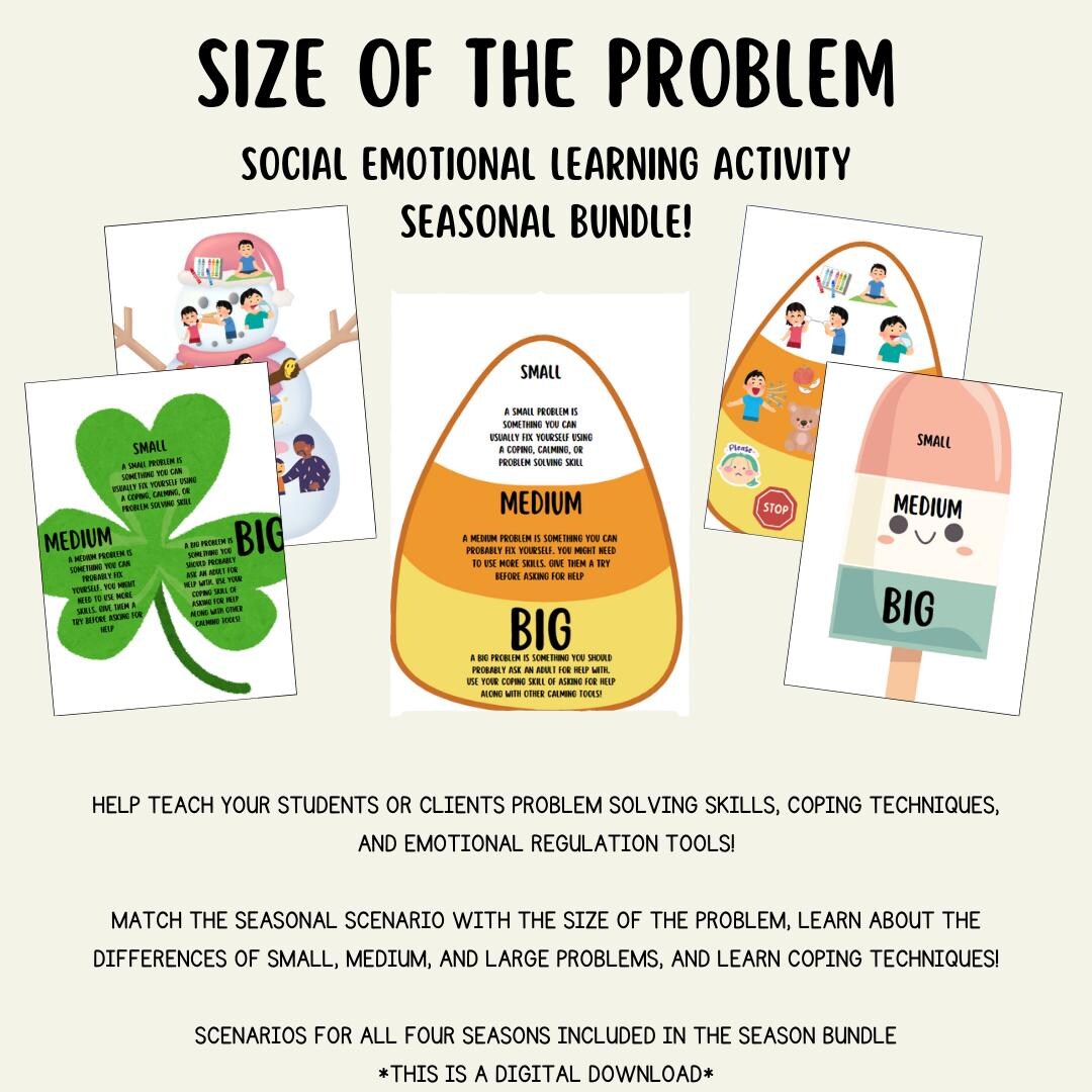 Size of the Problem Matching Activity - Seasonal Bundle! - Etsy