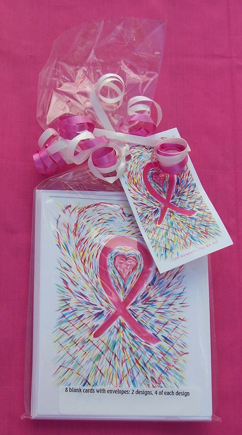 Pink Ribbon Gift Card Bag: 8 Cards, 2 Designs, Blank Inside - Etsy