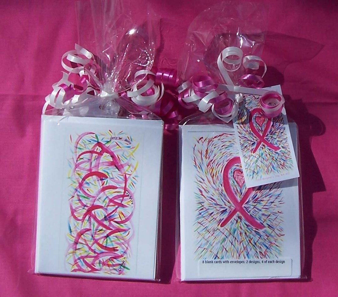 Pink Ribbon Gift Card Bag: 8 Cards, 2 Designs, Blank Inside - Etsy