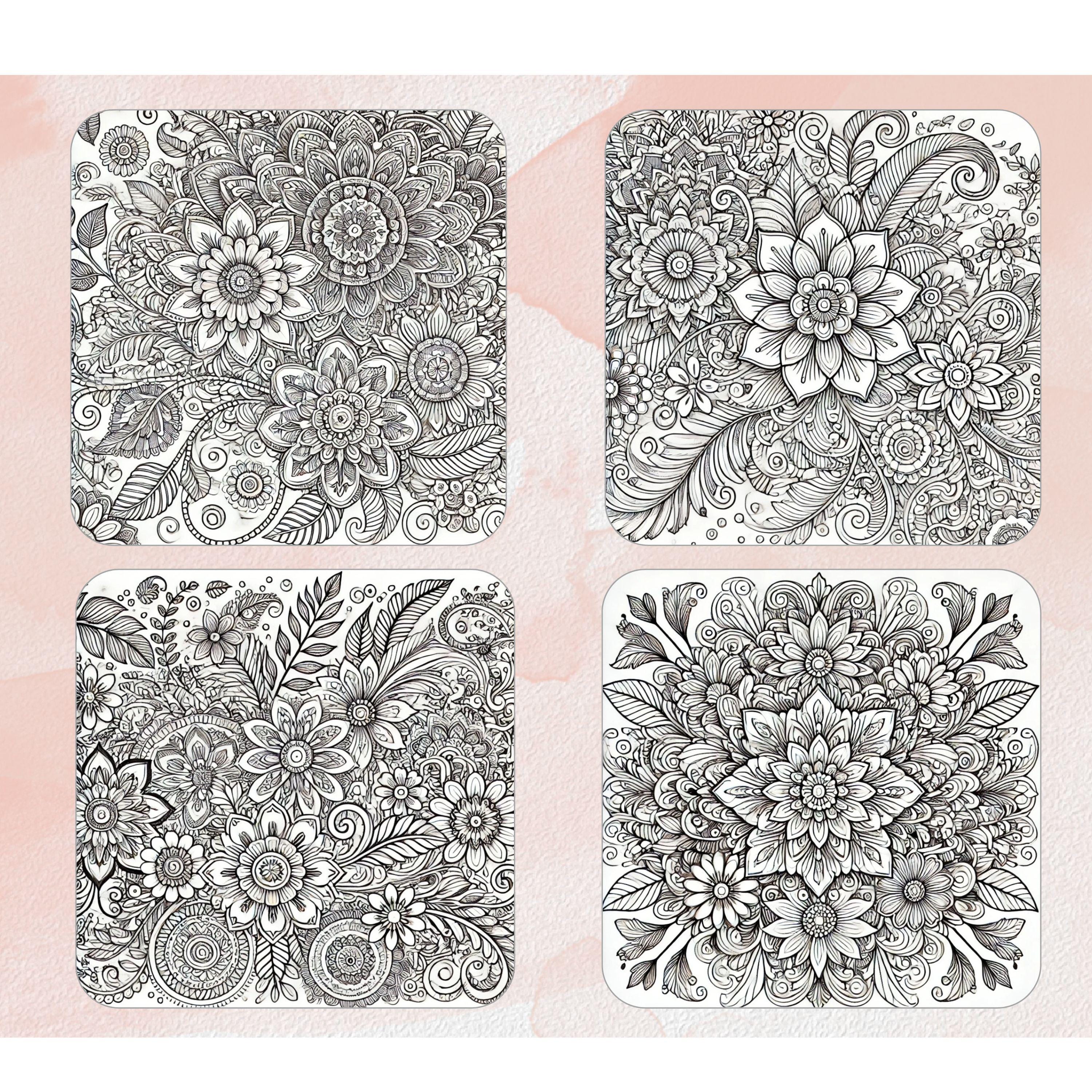 6 Flowers Mindfulness Printable Coloring Pages, Coloring Pages, Flowers ...