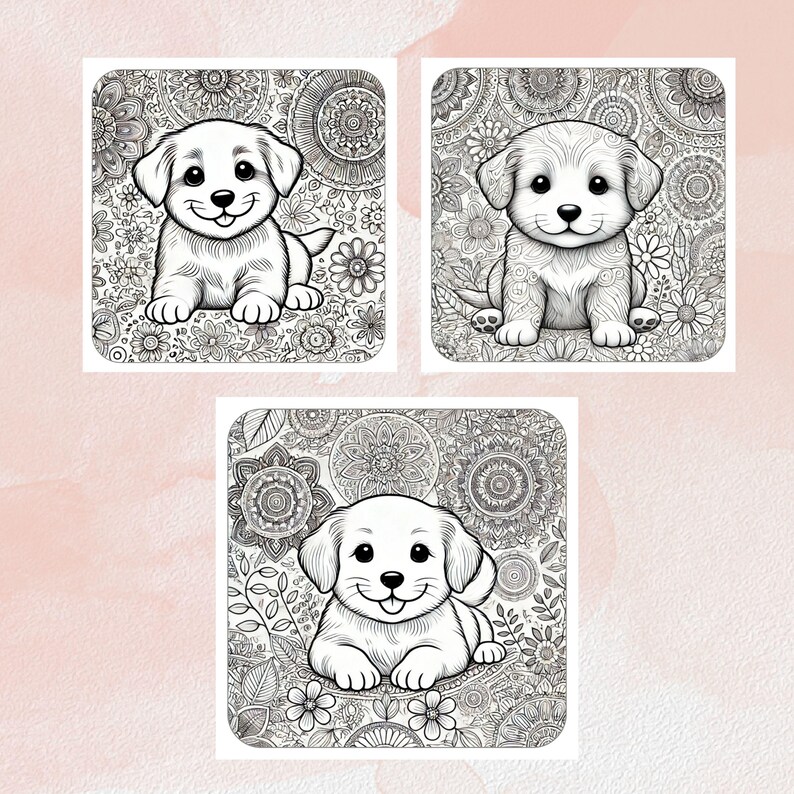 6 Puppies Mindfulness Coloring Pages, Coloring Pages, Coloring Book - Etsy