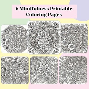 6 Mindfulness Coloring Pages, Printable Designs, Coloring Pages - Etsy