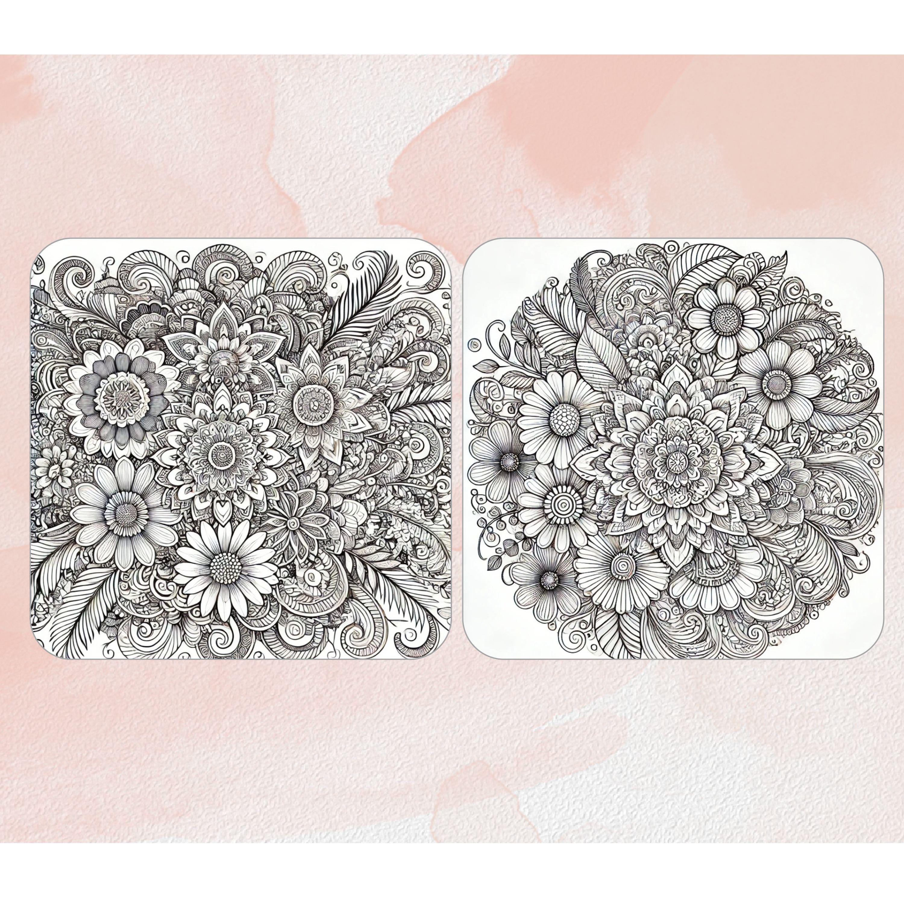 6 Flowers Mindfulness Printable Coloring Pages, Coloring Pages, Flowers ...