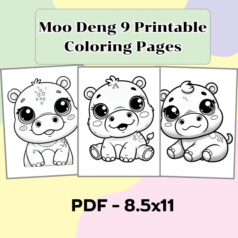 9 Moo Deng Hippo Printable Coloring Pages, Coloring Pages, Coloring ...
