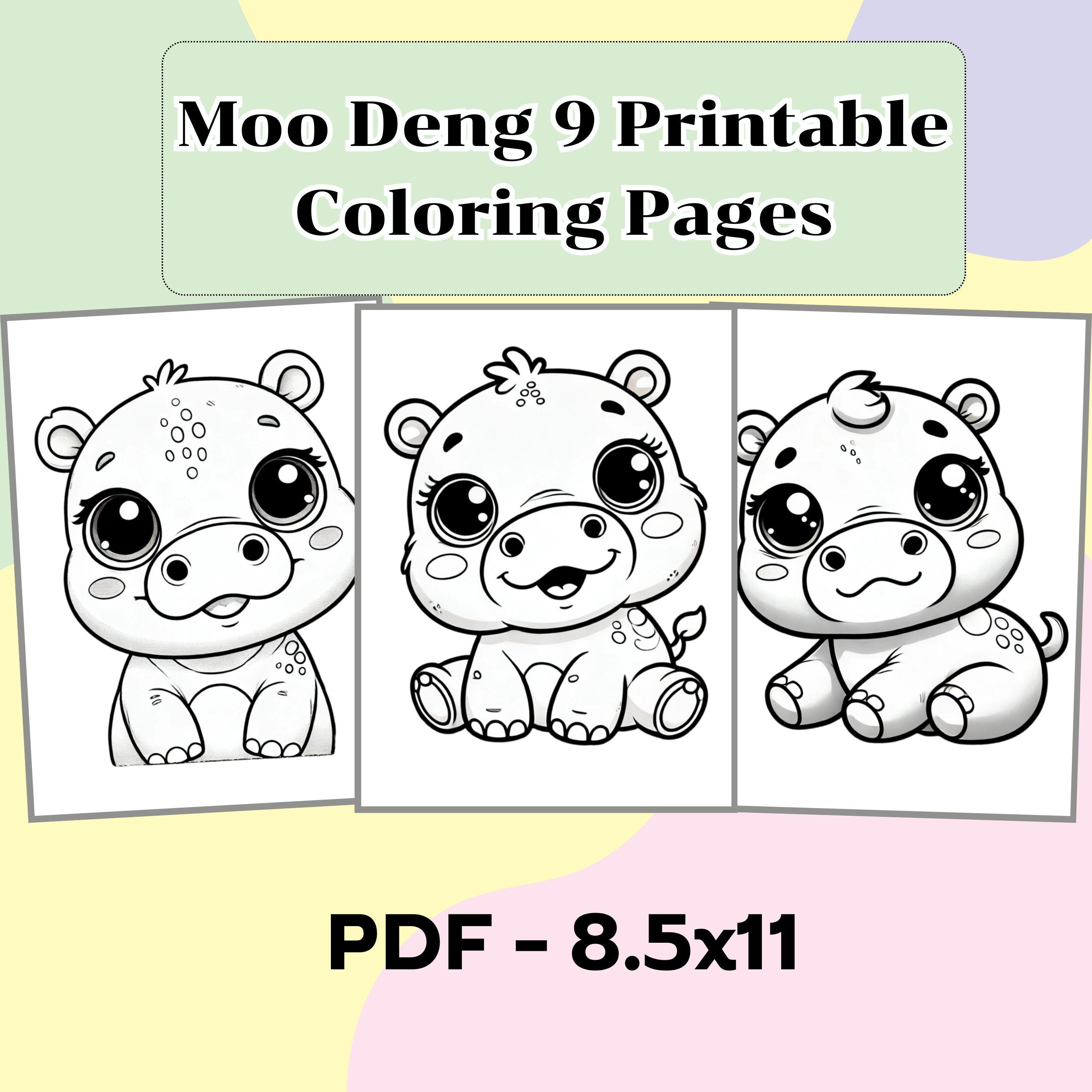 9 Moo Deng Hippo Printable Coloring Pages, Coloring Pages, Coloring ...