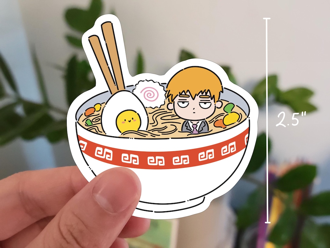 Mob Psycho Reigen Ramen Sticker | Anime, Funny Waterproof Decal - Etsy