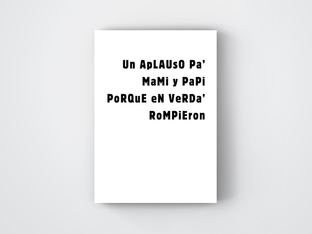 Un Aplauso Pa Mami Y Papi, Spanish Card for Parents, Bad Bunny Inspired ...