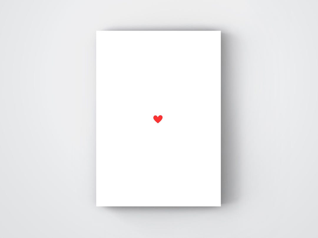 Printable Mini Red Heart Card, Simple Valentine Blank Card, Anniversary ...