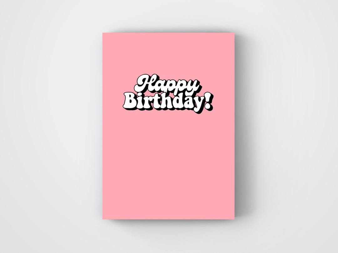 Pink Happy Birthday Card, Printable Blank Birthday Card, Greeting Card ...