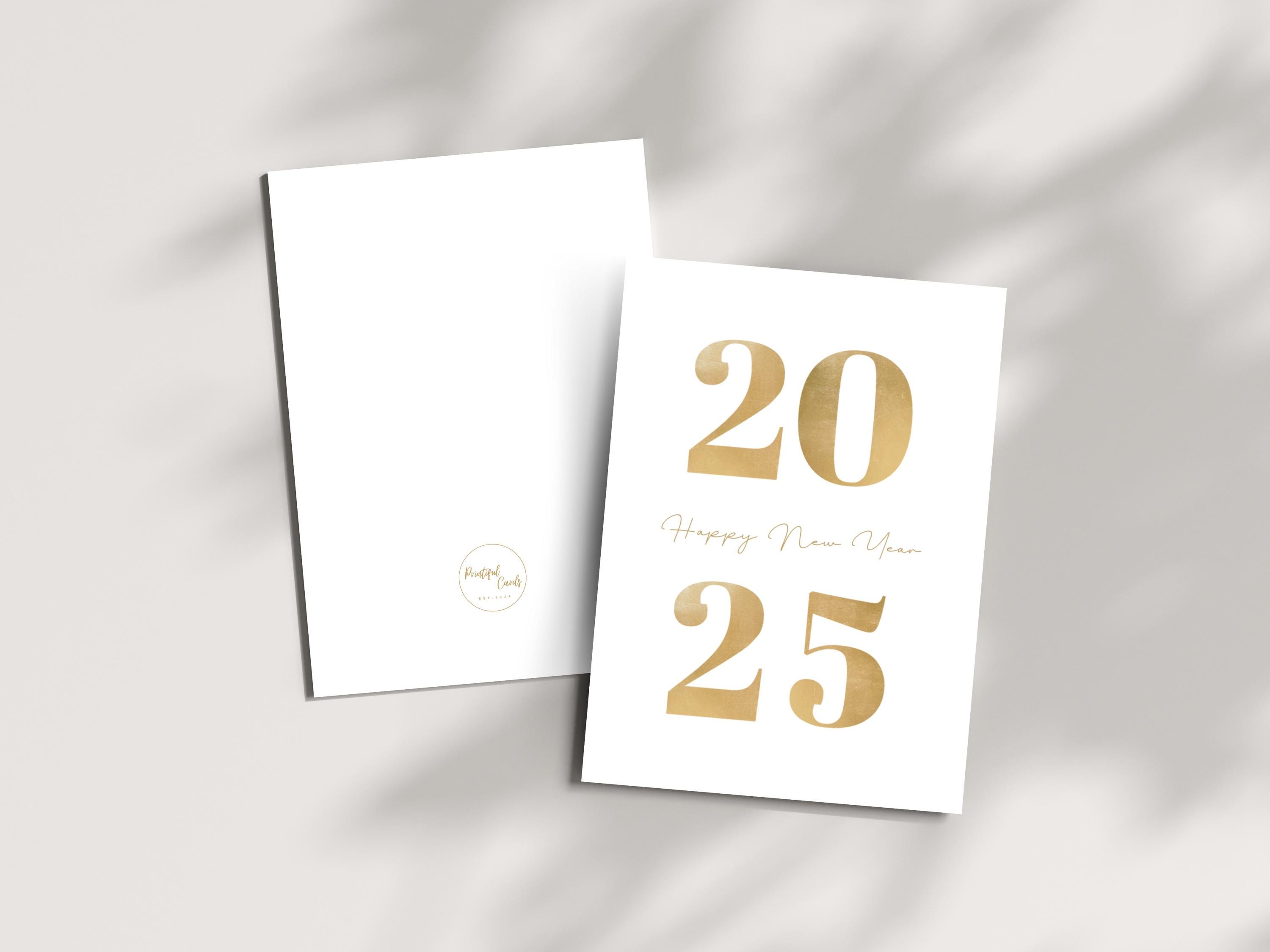 Happy New Year Card 2025, New Year Greeting Card, Gold Number New Year ...