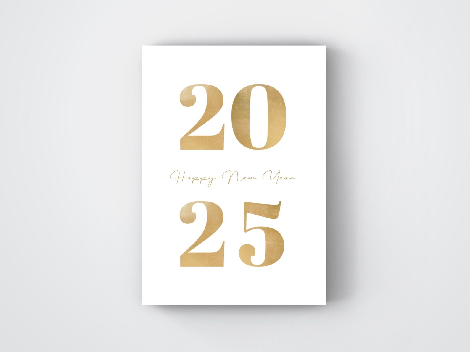 Happy New Year Card 2025, New Year Greeting Card, Gold Number New Year ...