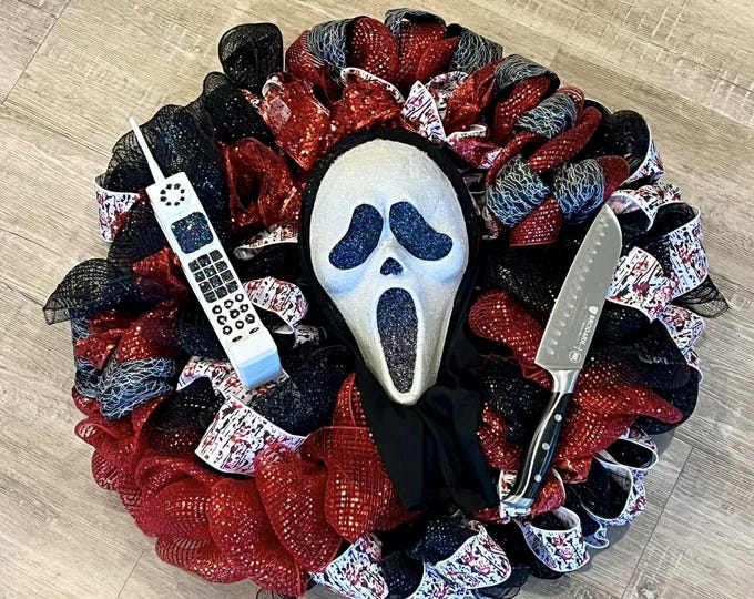 Halloween Wreath, Wreath, Ghostface Wreath, Ghostface Decor, Halloween ...
