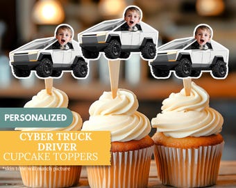 Monster Truck Driver Face Cupcake Toppers | Personalized Monster Truck ...
