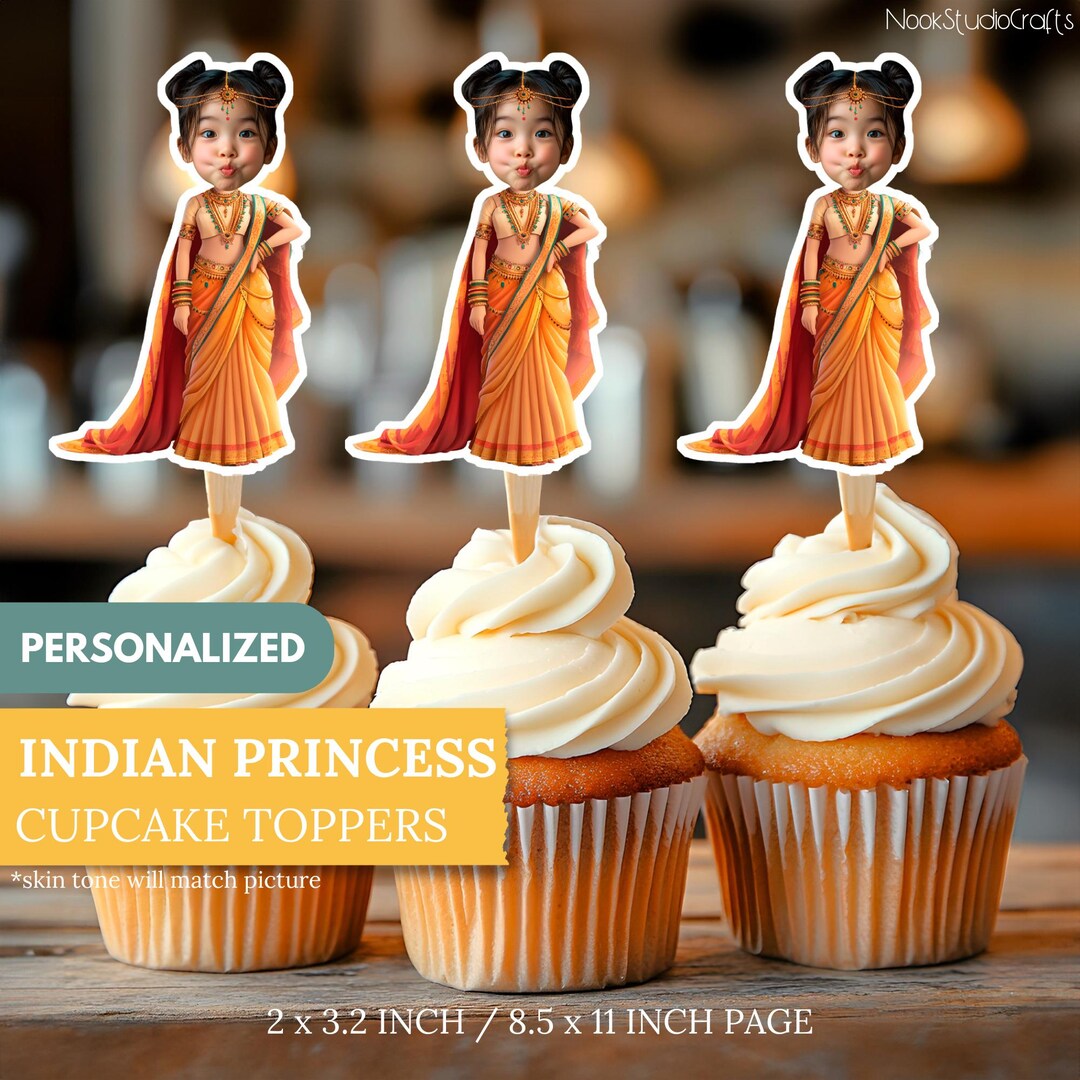 Indian Princess Face Cupcake Toppers | Personalized Party Decor ...
