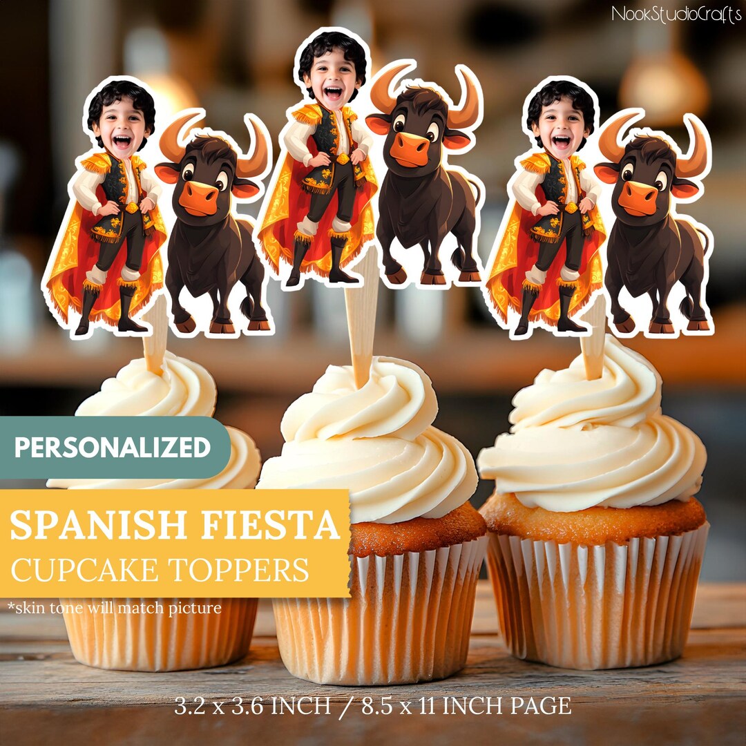 Spanish Fiesta Cupcake Toppers | Custom Party Decorations | Digital ...