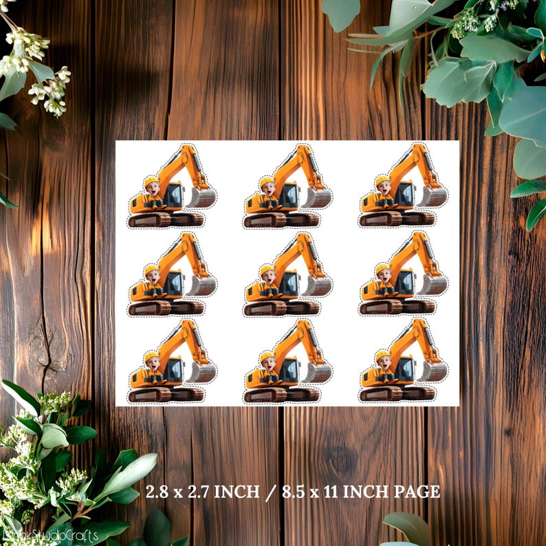 Excavator Driver Face Cupcake Toppers | Personalized Party Decor ...
