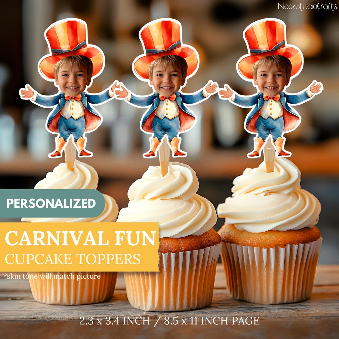 Carnival Fun Cupcake Toppers | Personalized Party Decor | Custom Cake ...