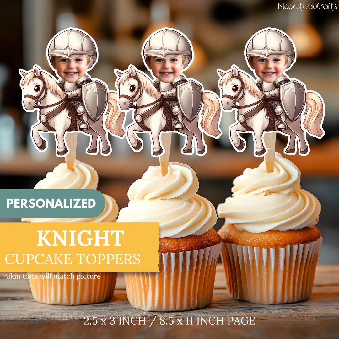 Knight Cupcake Toppers | Personalized Party Decor | Custom Cake ...