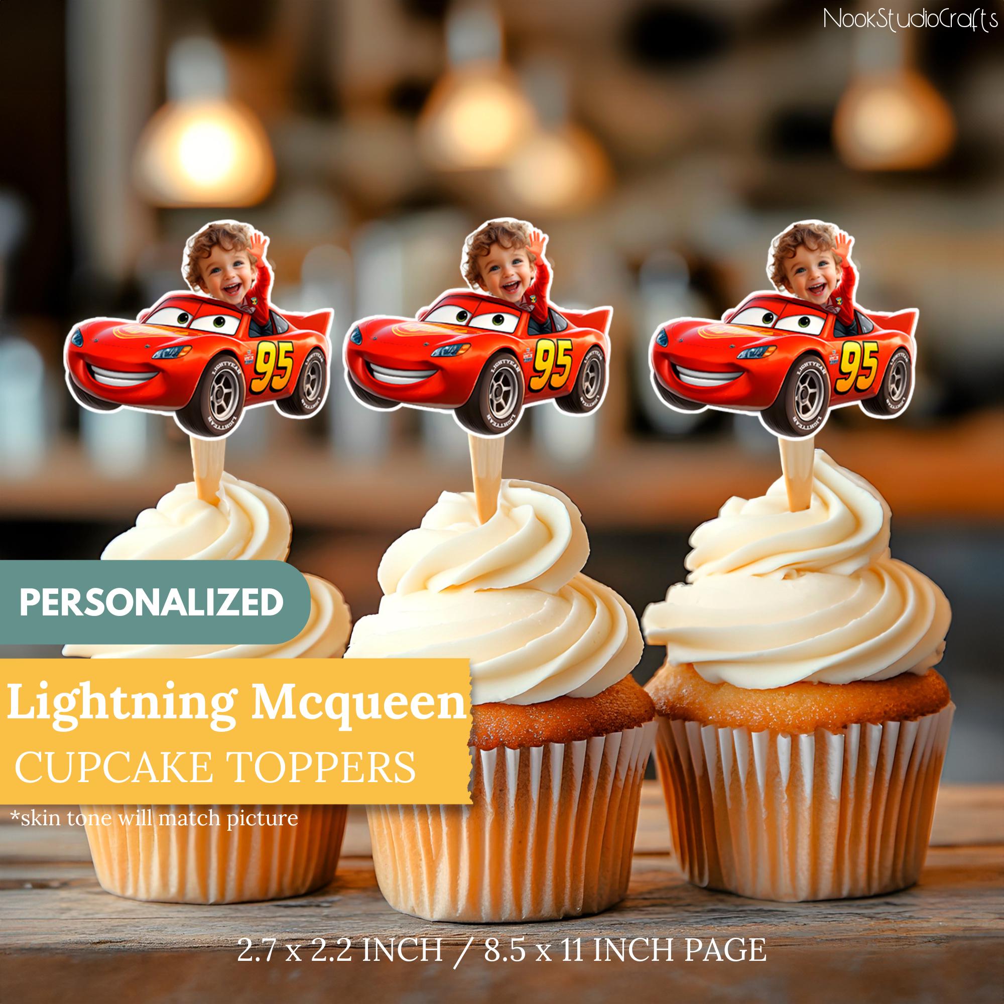 Lightning Mcqueen Cupcake Toppers | Personalized Party Decor | Custom ...