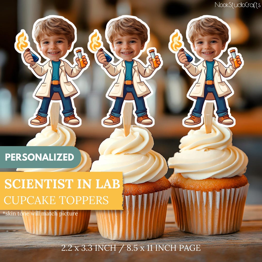 Scientist in Lab Cupcake Toppers | Personalized With Your Face | Custom ...