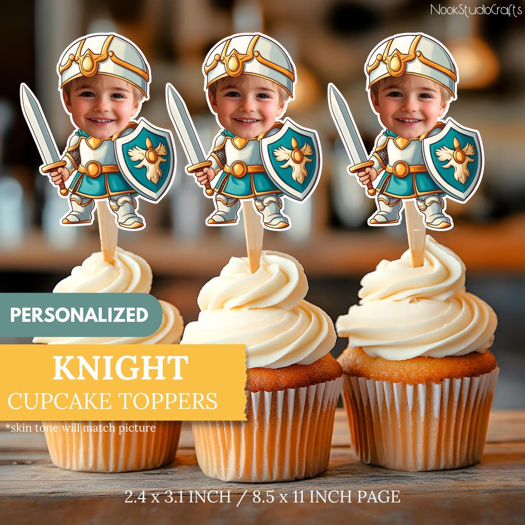 Knight Cupcake Toppers | Custom Face Cake Decorations | Personalized ...
