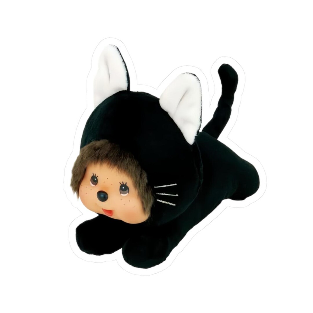 Black Kitty Cat Costume Monchichi Plush Sticker | Fun Decals for ...
