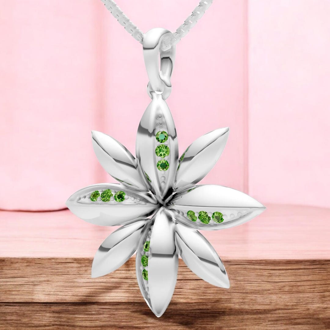 Petals Sparkle Pendant , Peridot Pendants • Solid Yellow, White, Rose ...