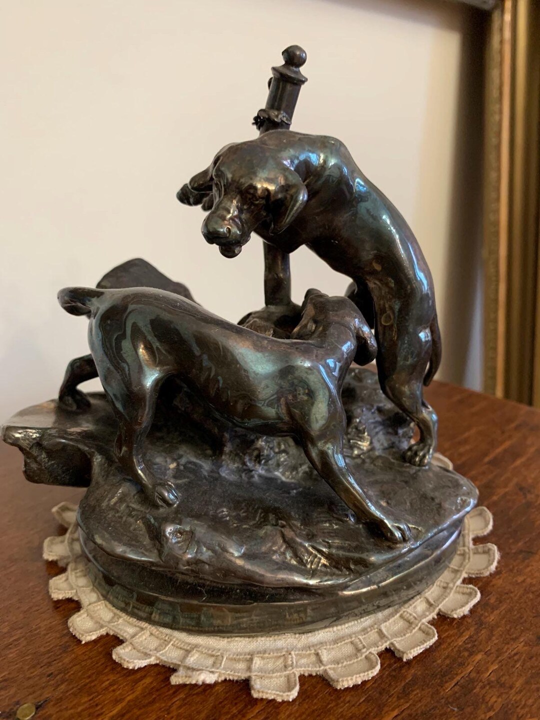 Antique Sculpture of Dogs, Silver Plating - Etsy